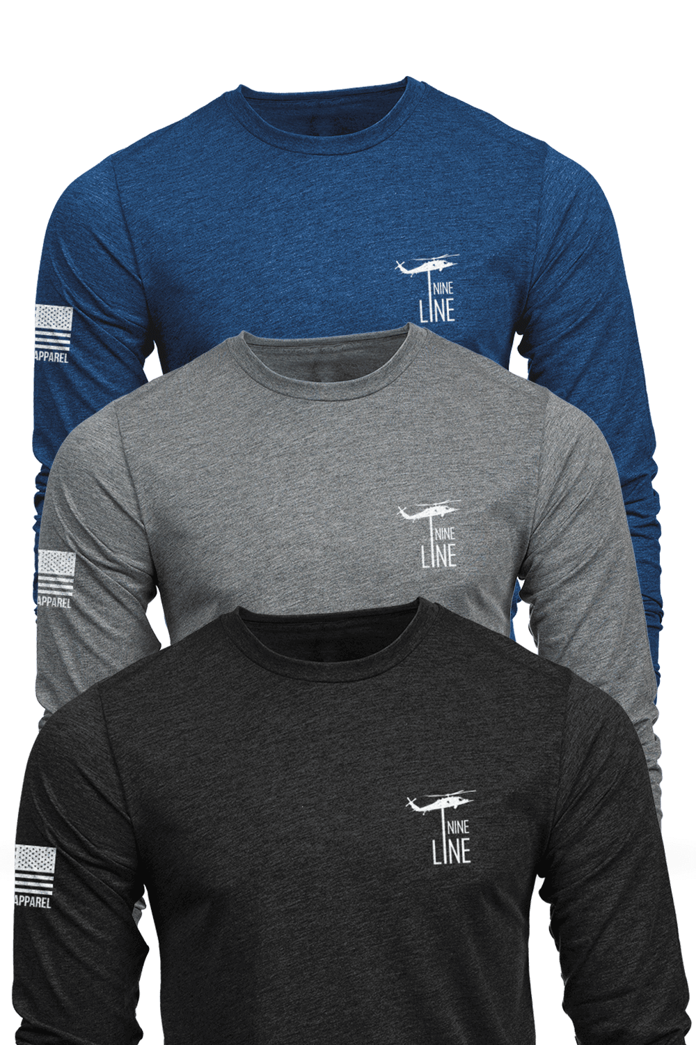 Athletic Long-Sleeve T-Shirt 3 Pack with Nine Line Logo – Nine Line Apparel