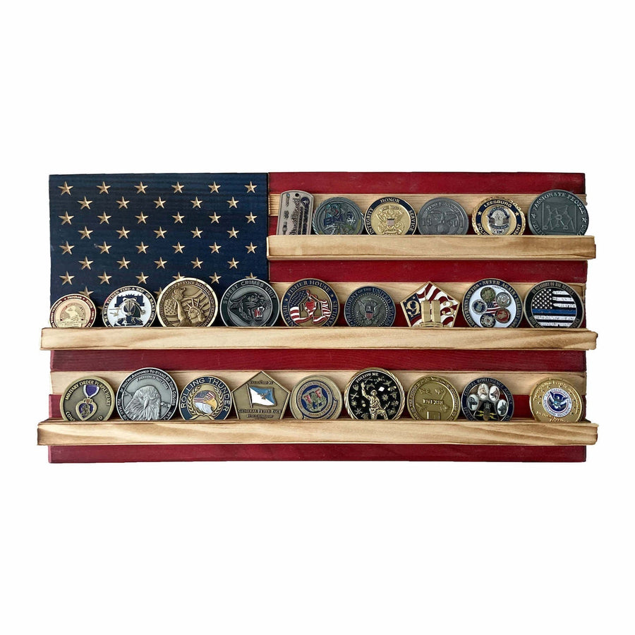 Wooden American Flag Challenge Coin Holder – Nine Line Apparel