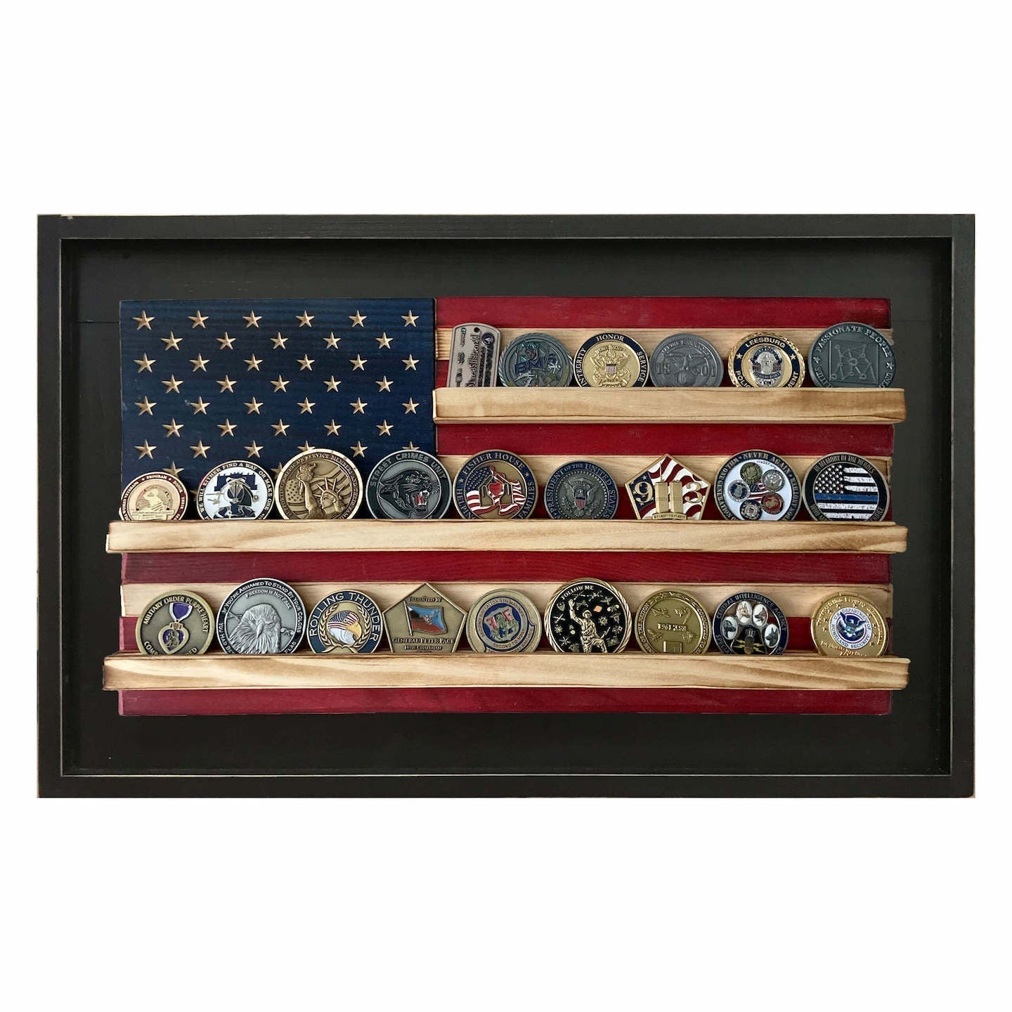 Wooden American Flag Challenge Coin Holder – Nine Line Apparel